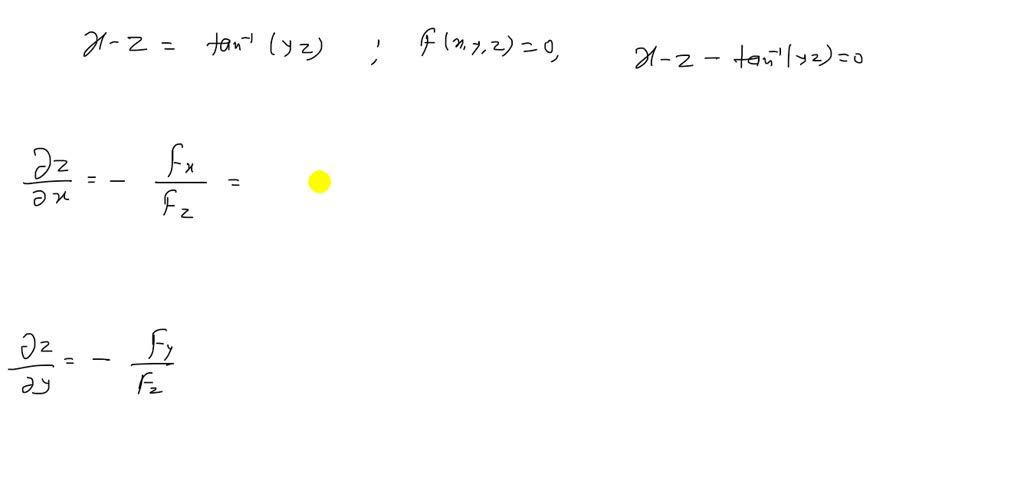 ⏩SOLVED:Use Equations 7 to find ∂z / ∂x and ∂z / ∂y. x-z=arctan(y z) | Numerade