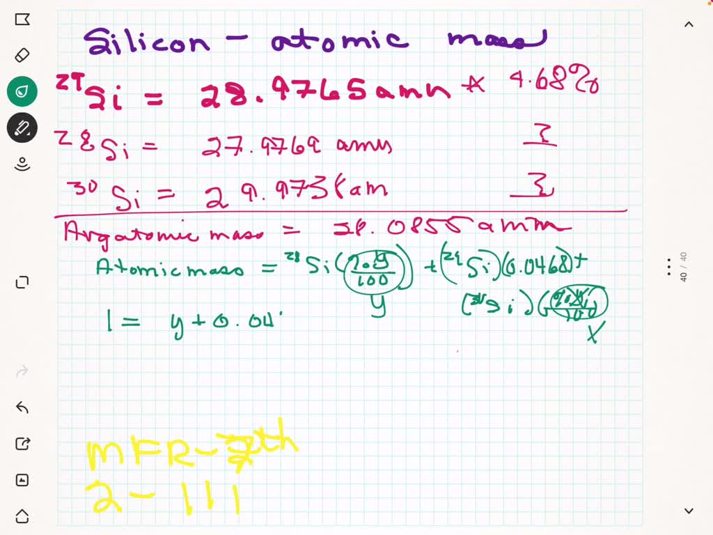 SOLVED:A sample of naturally occurring silicon consists of ^28 Si(27. ...