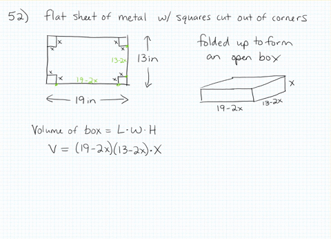 SOLVED:An open-top box is made from a sheet of metal by cutting squares ...