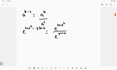 ⏩SOLVED:Simplify the given expression. e^lnx^2-y lnx | Numerade