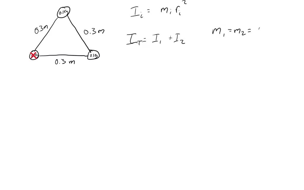 SOLVED:Three 0.10 kg balls are connected by light rods to form an ...