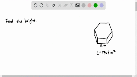SOLVED:Find the height of a right regular hexagonal prism with lateral area 1368 m^2 and base ...