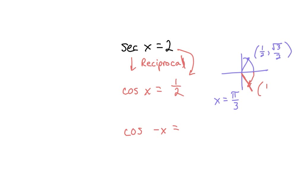 SOLVED:If secx=2, find sec(-x)