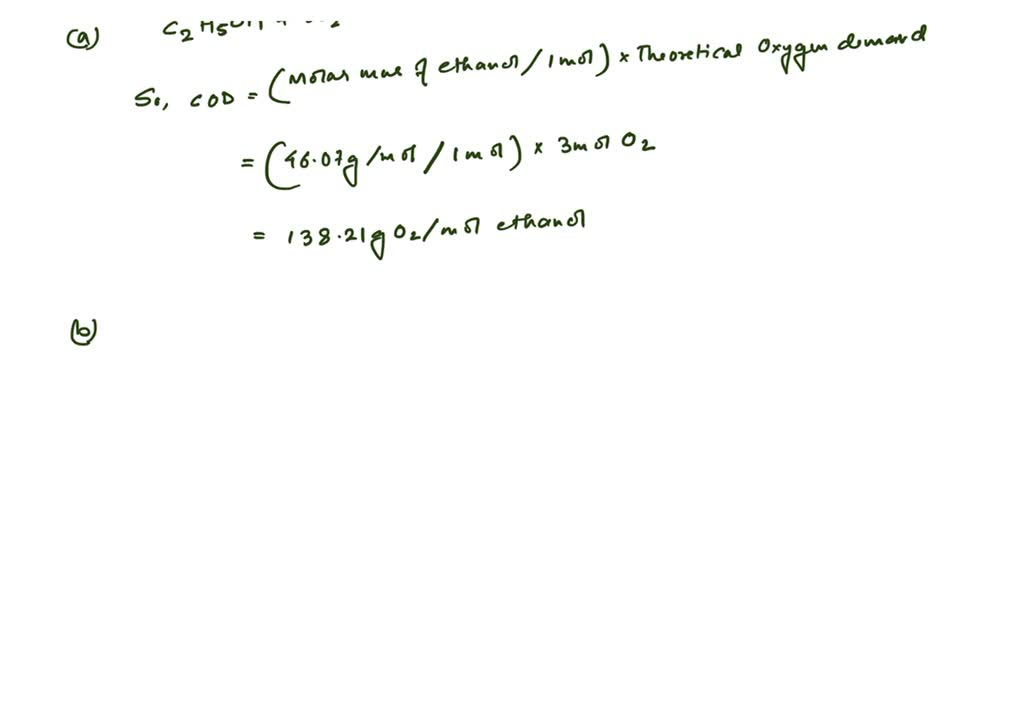 (a) Estimate the COD of a solution containing 500 mg / L of butanol. (b ...