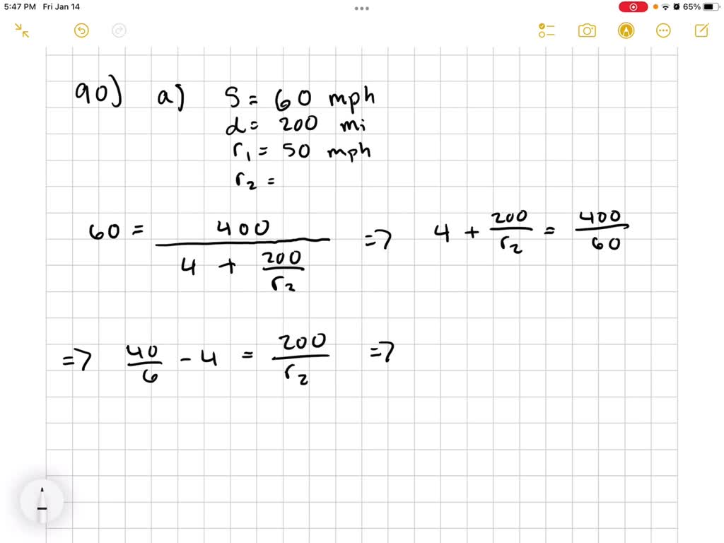 The average round trip speed S (in mph) of a vehicle traveling a ...