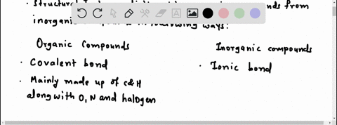 SOLVED:What structural feature distinguishes organic compounds from ...