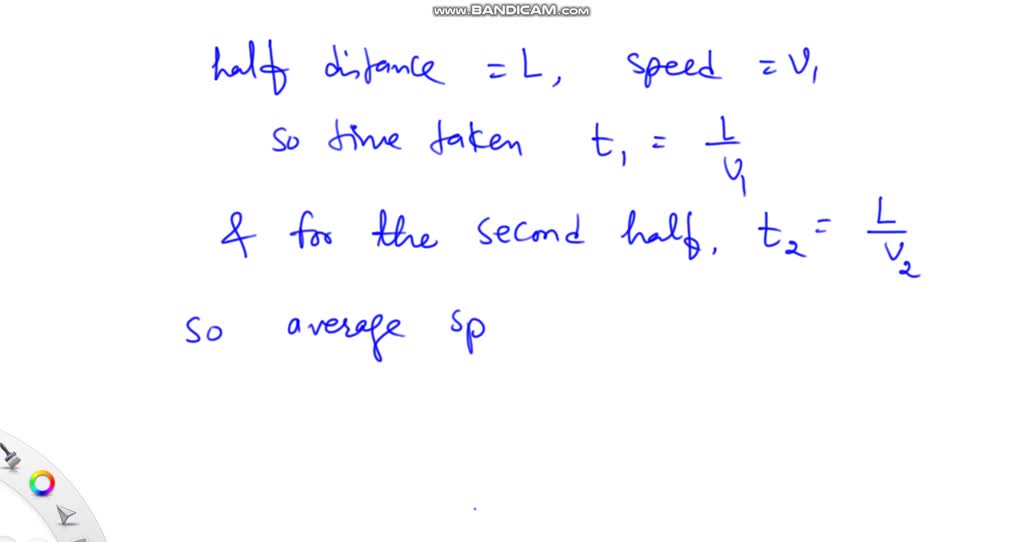 A vehicle travels half the distance L with speed V1 and the other half with speed V2, then its ...