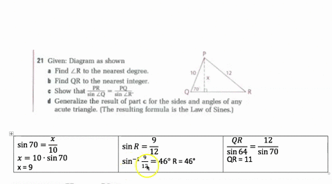 ⏩SOLVED:Given: Diagram as shown a. Find ∠R to the nearest degree. b.… | Numerade