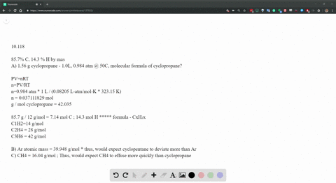 SOLVED:Cyclopropane, a gas used with oxygen as a general anesthetic, is ...