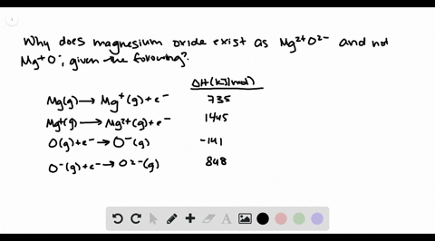 SOLVED:Consider the following energy changes: Δ H (k J / m o l) Mg(g) → ...