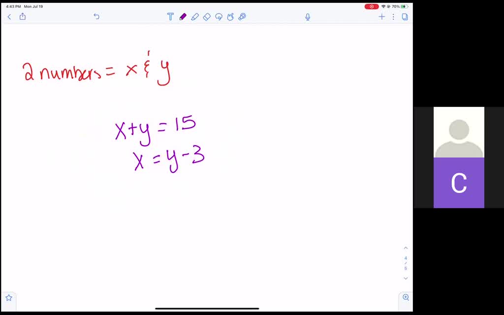 SOLVED:In the following exercises, translate to a system of equations and solve the system. The ...