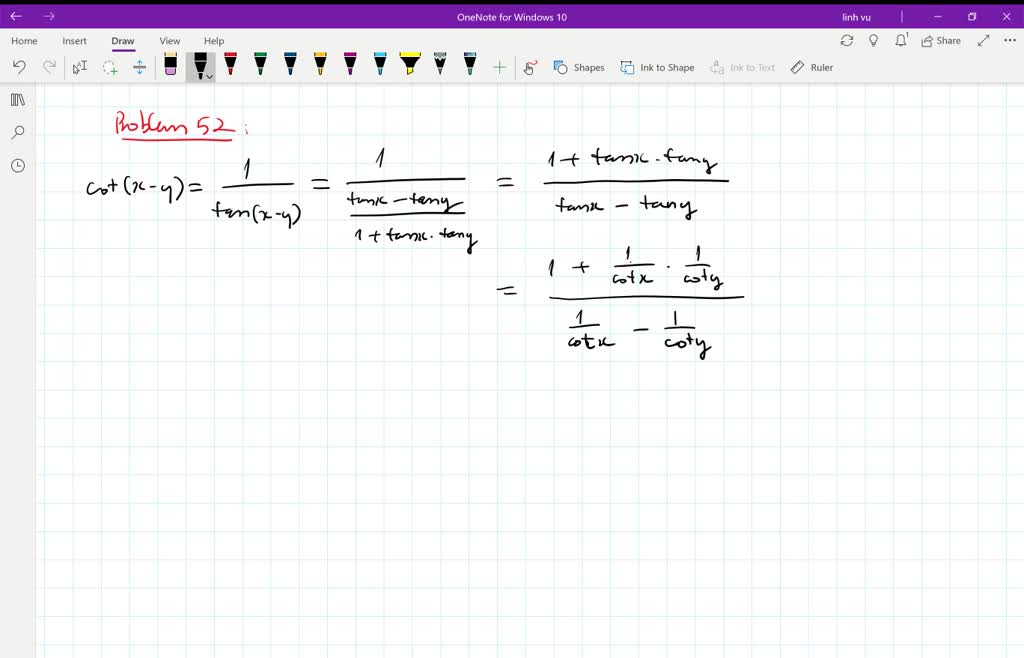 SOLVED: Verify each identity. cot(x-y)=(cotx coty+1)/(coty-cotx) | Numerade