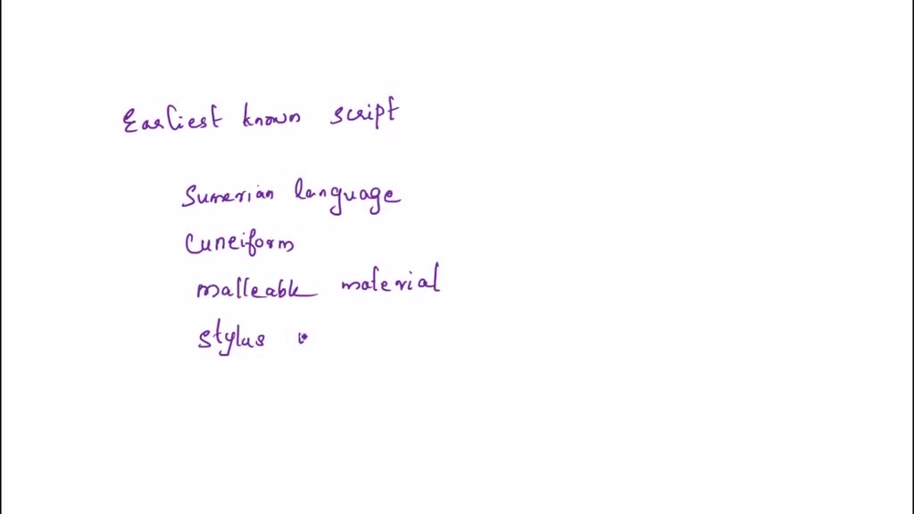 SOLVED:The earliest known script, cuneiform, was written by pressing a ...
