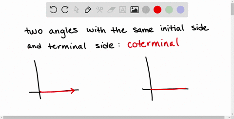 SOLVED:Two angles that have the same initial and terminal sides are