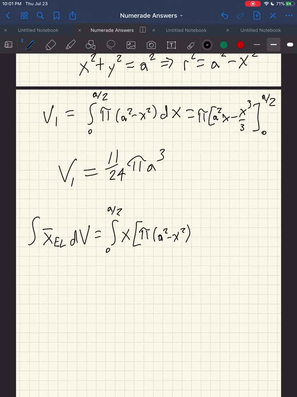 VIDEO solution:Determine by direct integration the values of x for the two volumes obtained by ...