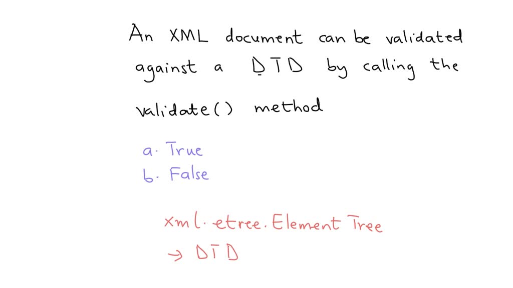 Solvedan Xml Document Can Be Validated Against A Dtd By Calling The Validate Method A True