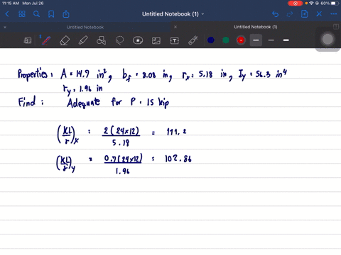 SOLVED: The W14 ×38 column is made of A-36 steel. Determine the ...