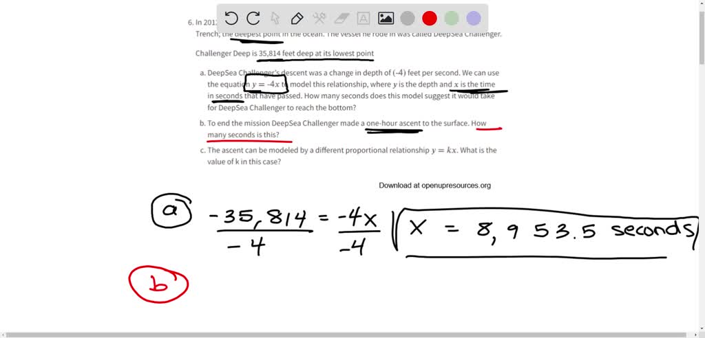 The depth of the Challenger Deep is 36,198 feet. How deep is it in (a ...