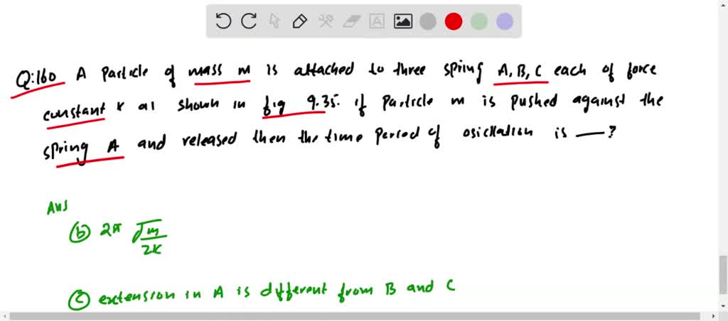 SOLVED:A particle of mass m is attached to three identical springs A, B ...