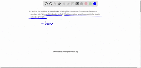 ⏩SOLVED:Consider the problem: A water bucket is being filled with ...