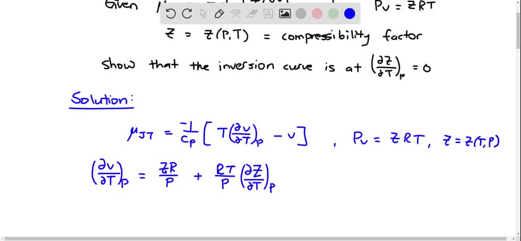 SOLVED:(a) Show that in a Joule-Thomson expansion, no temperature change occurs if (\partial \nu ...