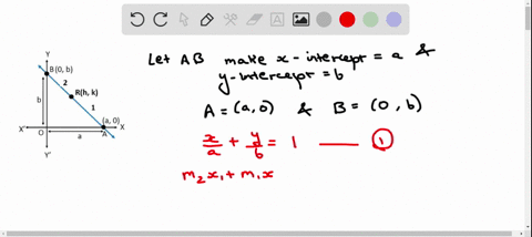 SOLVED:Point R(h, k) divides a line segment between the axes in the ...