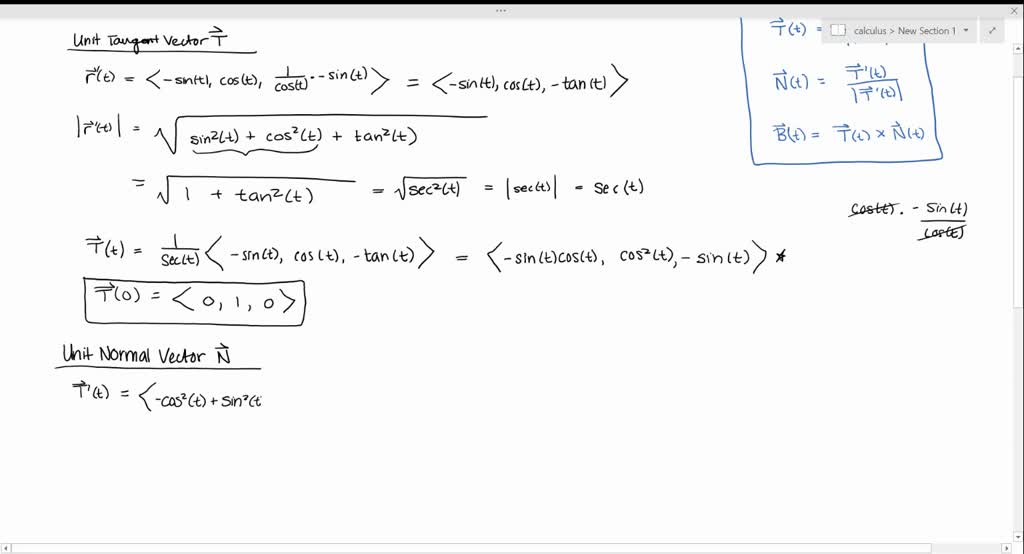 SOLVED:Find the vectors \mathbf{T}, \mathbf{N}, and \mathbf{B} at the given point. \mathbf{r}(t ...