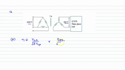 A three-phase, four-wire, wye-connected transmission system has a ...