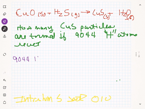 SOLVED:For the balanced chemical equation CuO(s)+H2 S( g) →CuS+H2 O(ℓ ...