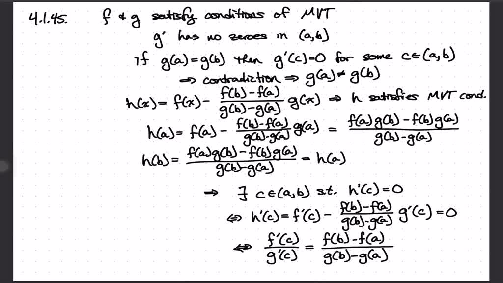 SOLVED Check That H t From The Proof Of Cauchy s Mean Value Theorem