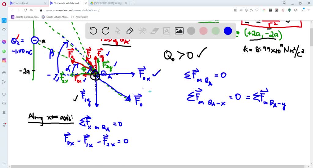 Solvedin The Figure The Net Electrostatic Force On Charge Qa Is Zero 6692