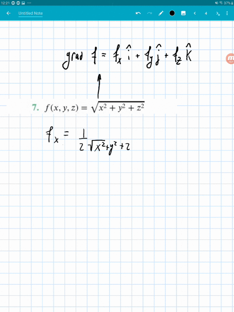 SOLVED:Find the gradient of the function. f(x, y, z)=√(x^2+y^2+z^2)
