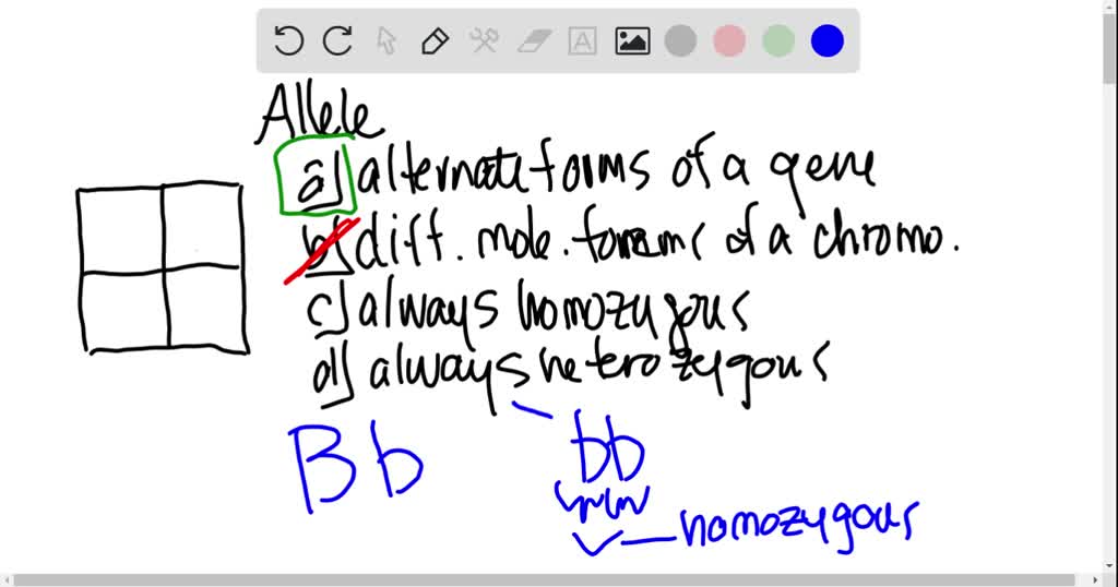 SOLVED:Alleles are . a. alternate forms of a gene b. different ...