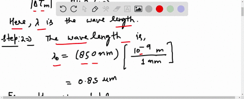 Consider a LED source emitting light of wavelength 850 nm and having a ...