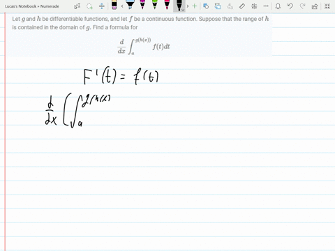 SOLVED:Let g and h be differentiable functions, and let f be a continuous function. Suppose that ...
