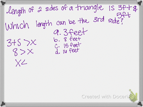 SOLVED:The lengths of two sides of a triangle are 3 feet and 5 feet ...