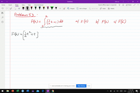 SOLVED:Integration as an Accumulation Process Exercises 53 - 56 , find the accumulation function ...