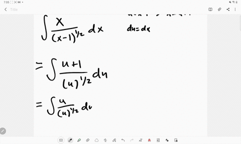 SOLVED:Use a substitution to evaluate the given integral. ∫(x)/(√(x-1)) d x