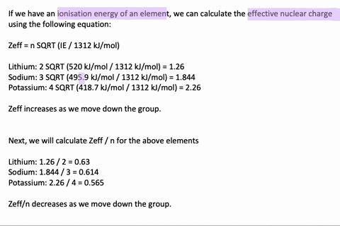 ⏩SOLVED:One way to estimate the effective charge (Zeff ) of a… | Numerade