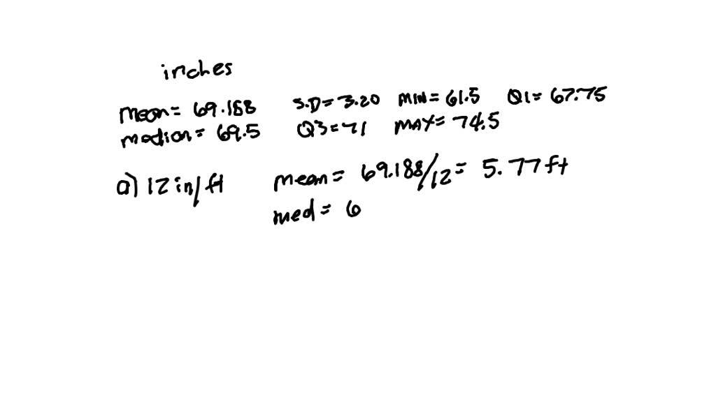 Tall or short? Refer to Exercise 19. Mr. Walker converts his students ...