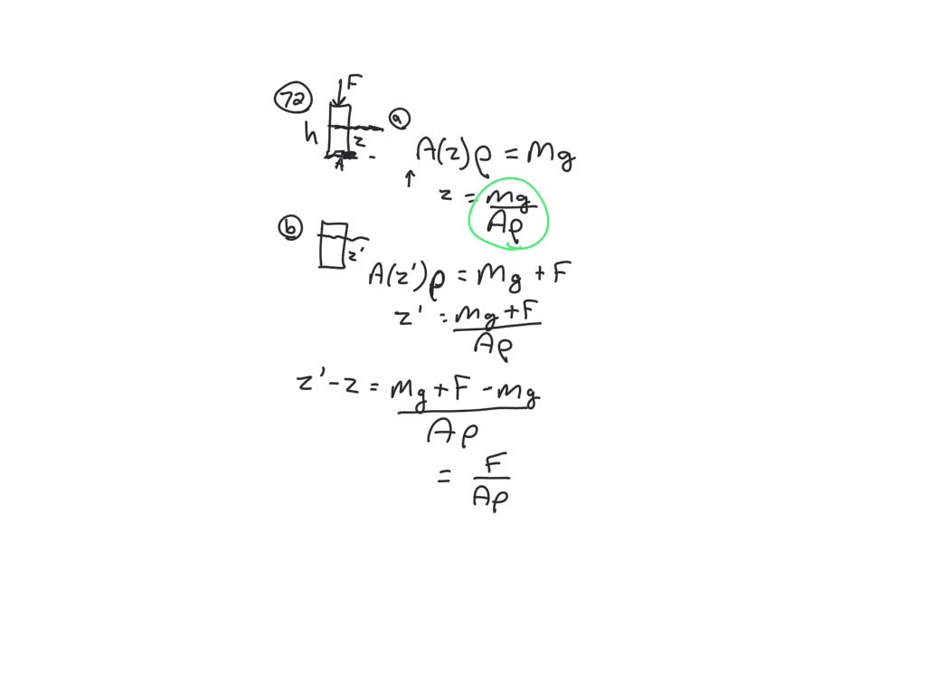 SOLVED:SHM of a Floating Object. An object with height hmass M, and a ...