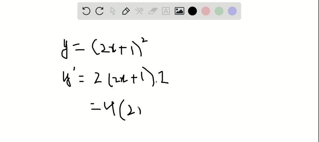 SOLVED:Differentiate each function. y=(2 x+1)^2 Check by expanding and ... SOLVED:Differentiate each function. y=(2 x+1)^2 Check by expanding and ...