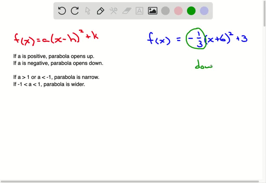 SOLVED:For each quadratic function, tell whether the graph opens up or ...
