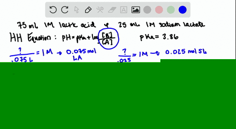 SOLVED:Mathematical Calculate the pH of a buffer solution prepared by mixing 75 mL of 1.0 M ...