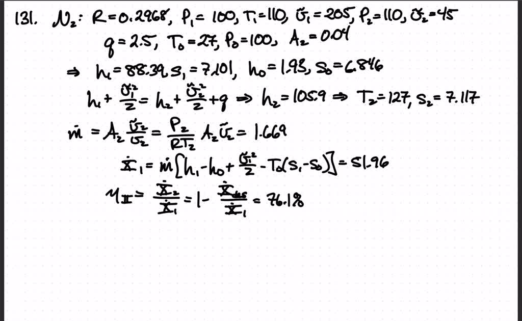 SOLVED:Nitrogen gas enters a diffuser at 100 kPa and 110^∘ C with a ...