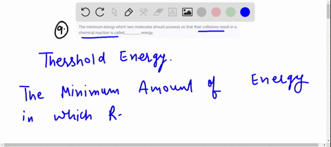 The minimum energy which two molecules should possess so that their ...