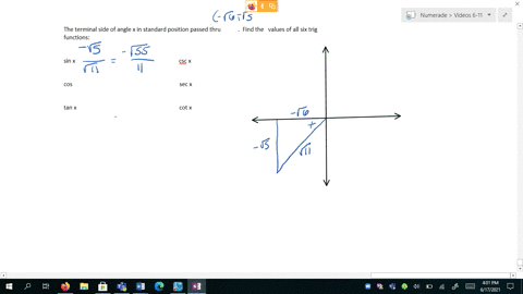 SOLVED:The terminal side of an angle \theta in standard position passes through values of the ...