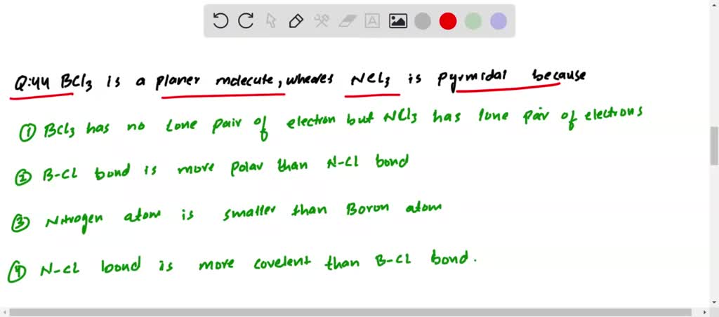 SOLVED:BCl3 is a planar molecule, whercas NCl3 is pyramidal because (1 ...