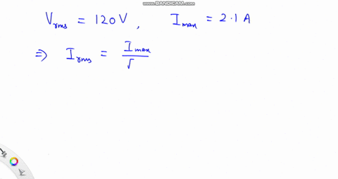SOLVED:An rms voltage of 120 V produces a maximum current of 2.1 A in a ...