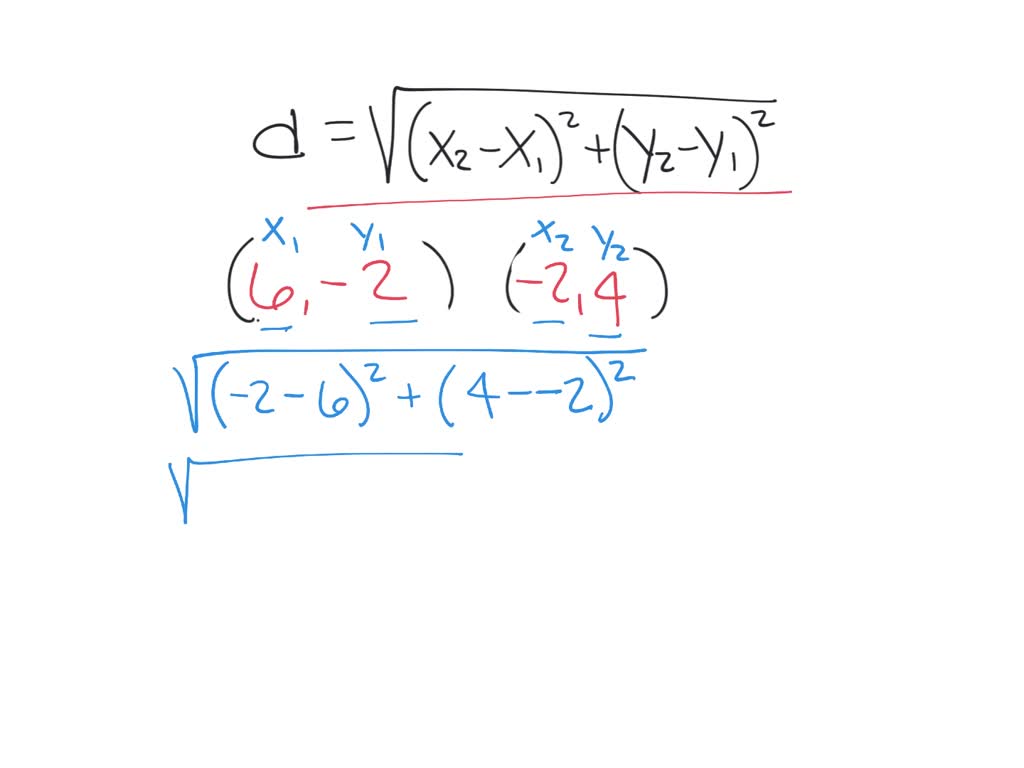 ⏩SOLVED:Calculate the distance between the given two points. (6,-2)… | Numerade